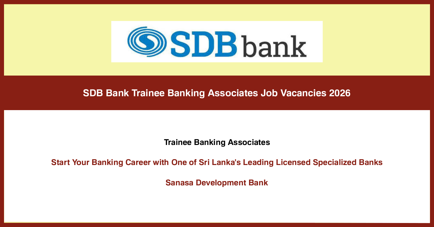 SDB Bank Trainee Banking Associates Job Vacancies 2026 - Apply Now ...